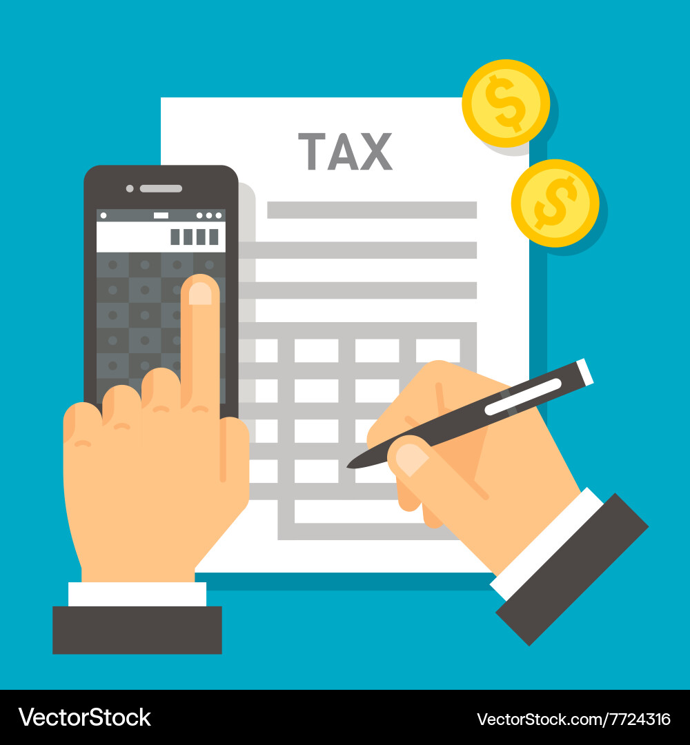 Flat design tax calculation Royalty Free Vector Image