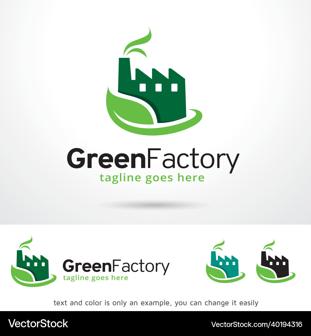 Green factory logo template Royalty Free Vector Image