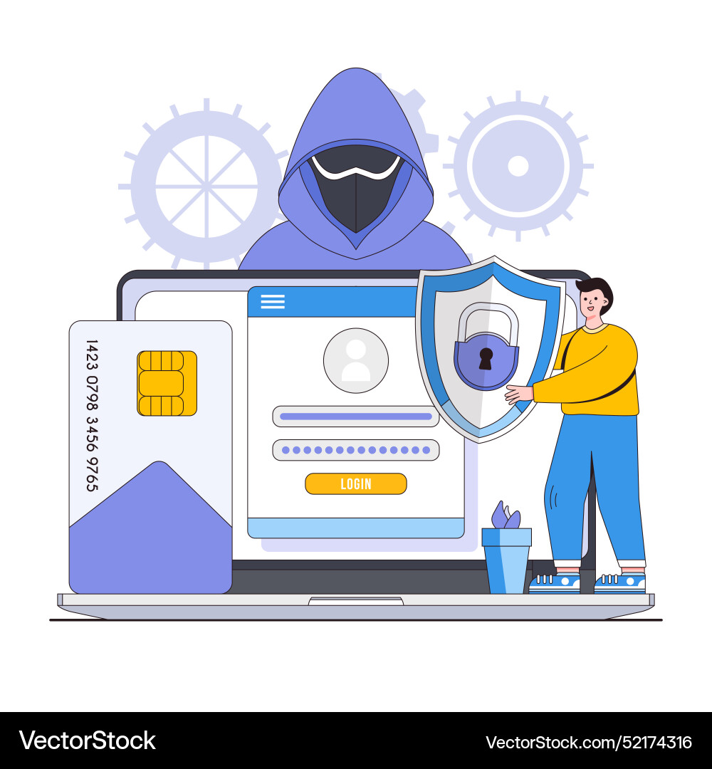 Identity theft protection concept with characters Vector Image