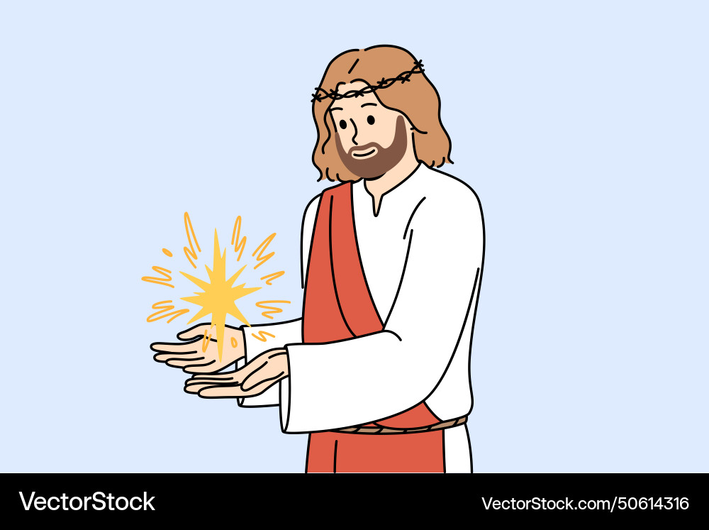 Jesus demonstrates miracle after second coming Vector Image