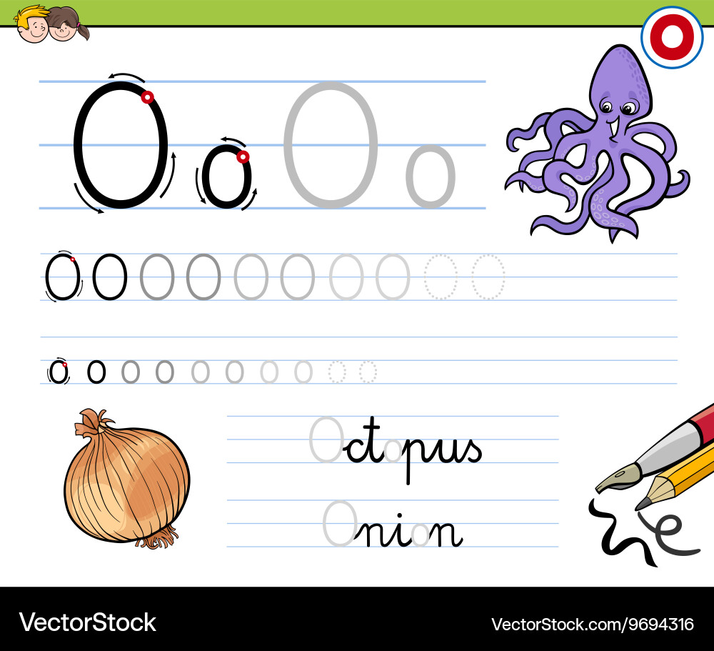 Learn to write letter o Royalty Free Vector Image