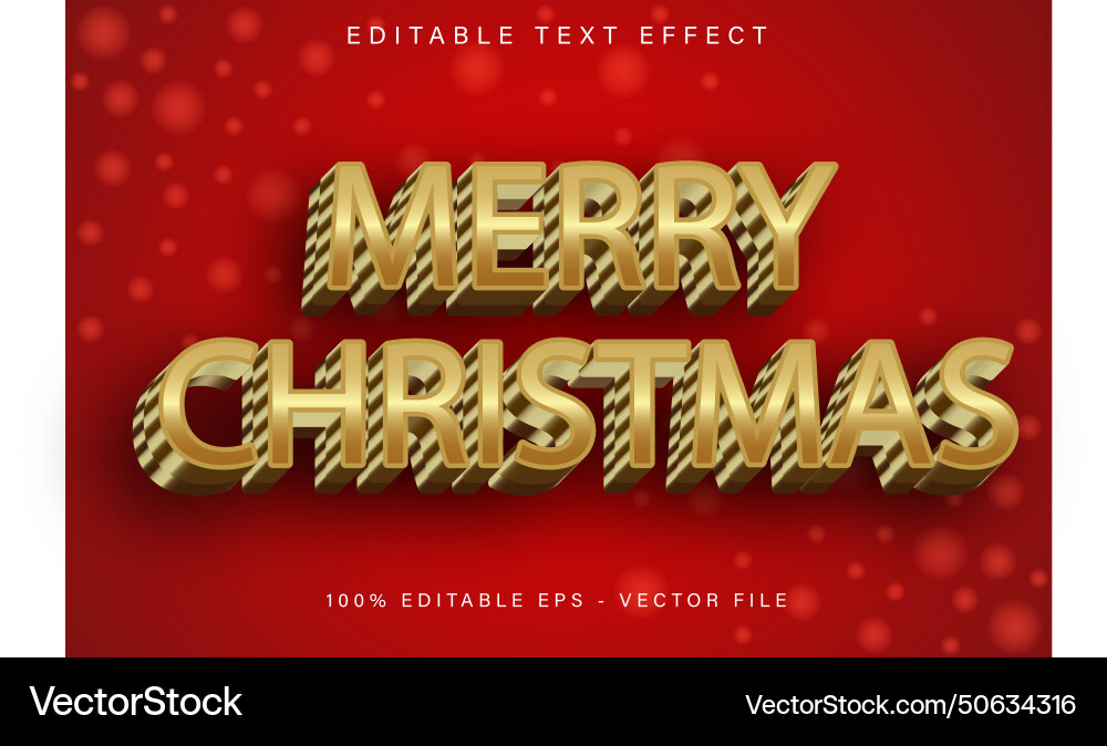 Merry christmas editable text effect gradients Vector Image