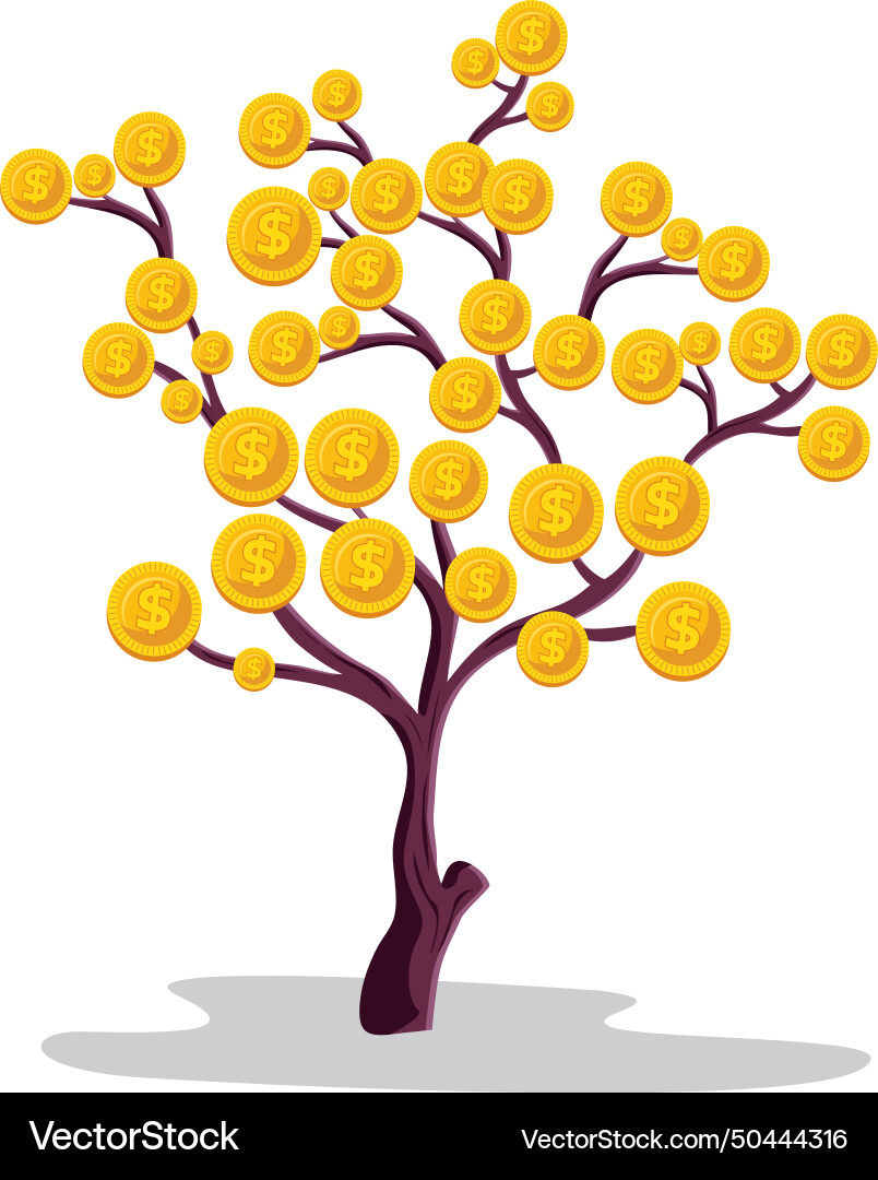 Money tree with dollar coins Royalty Free Vector Image