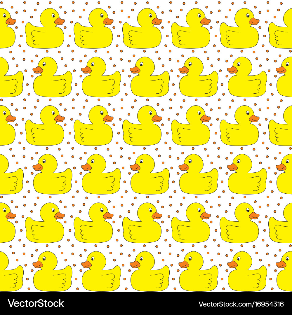 Seamless yellow ducks pattern Royalty Free Vector Image