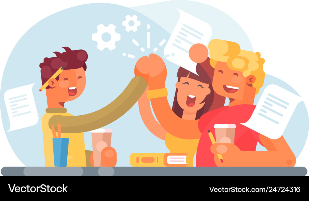Smiling successful students after passing exam Vector Image