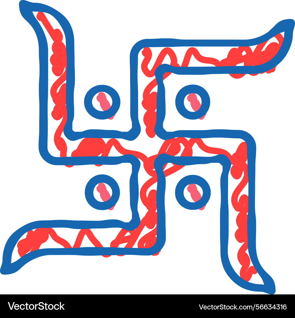 Swastika hinduism icon doodle Royalty Free Vector Image