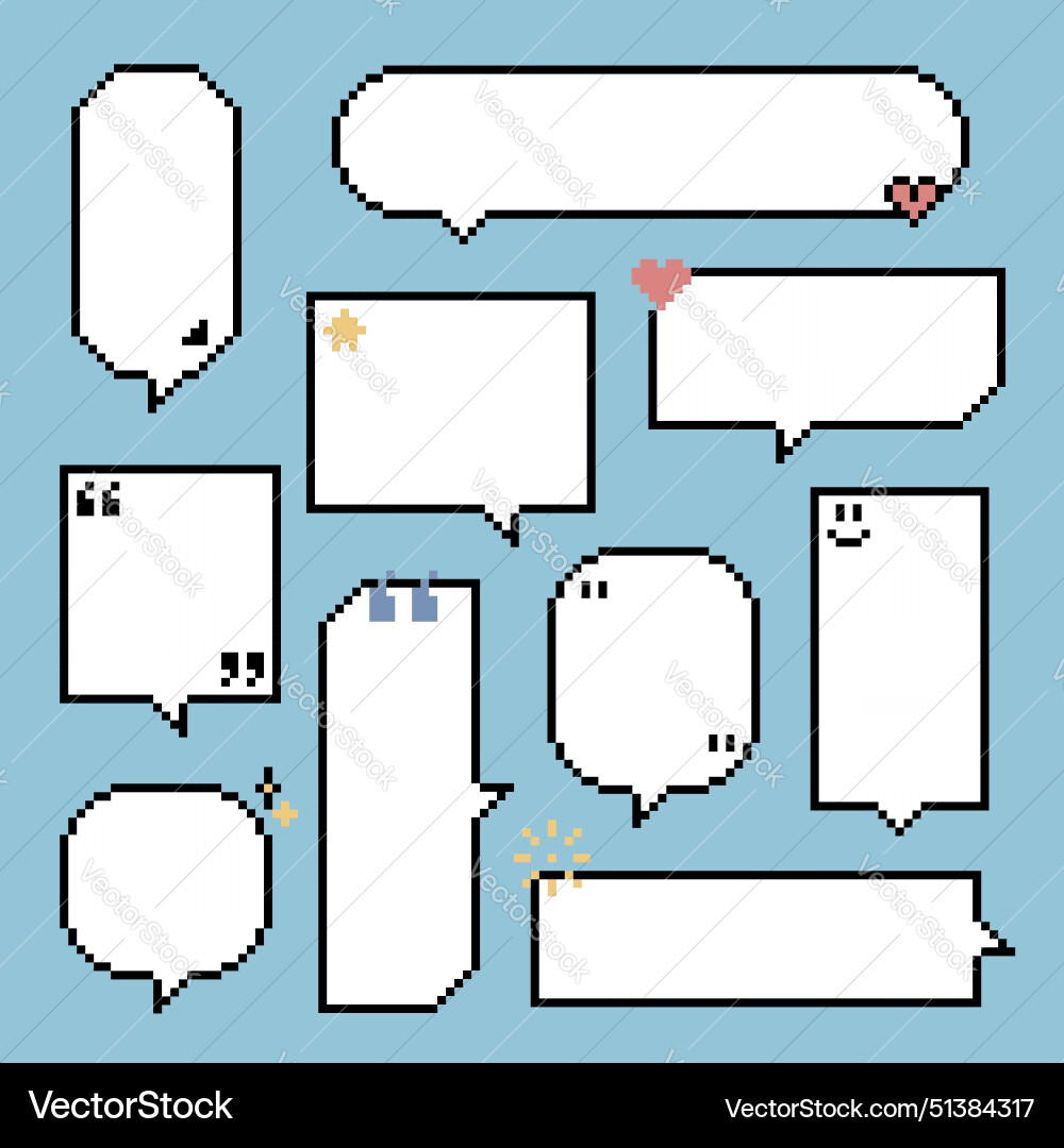 8bit Pixel Art Sprechblasenballon Lizenzfreies Vektorbild