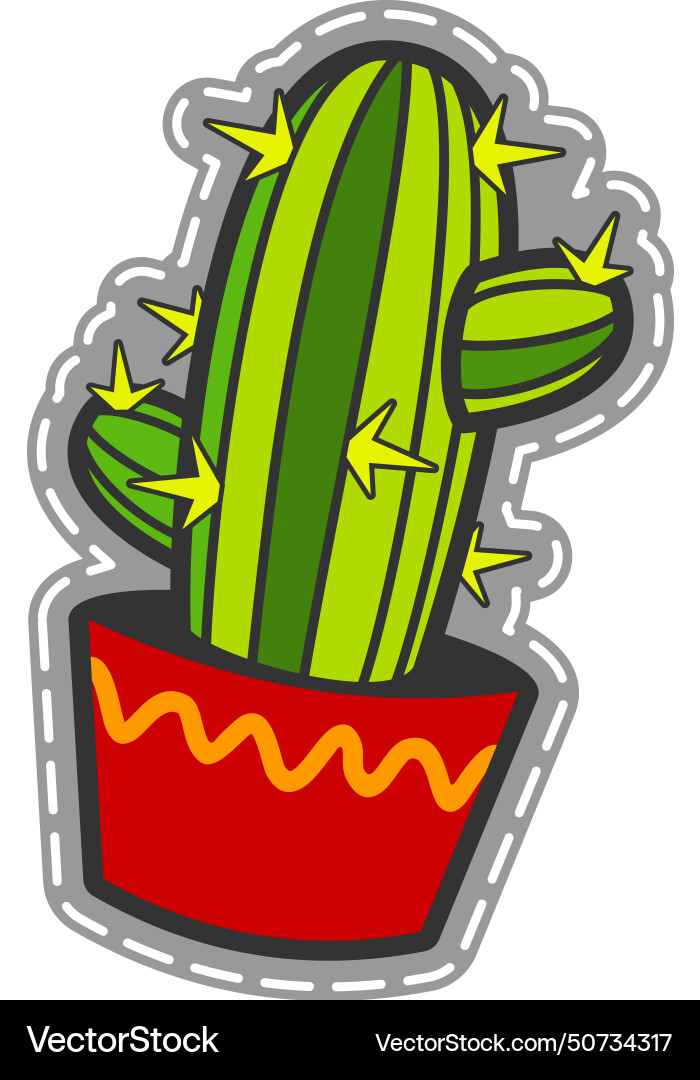 Cactus patch funny succulent color houseplant Vector Image