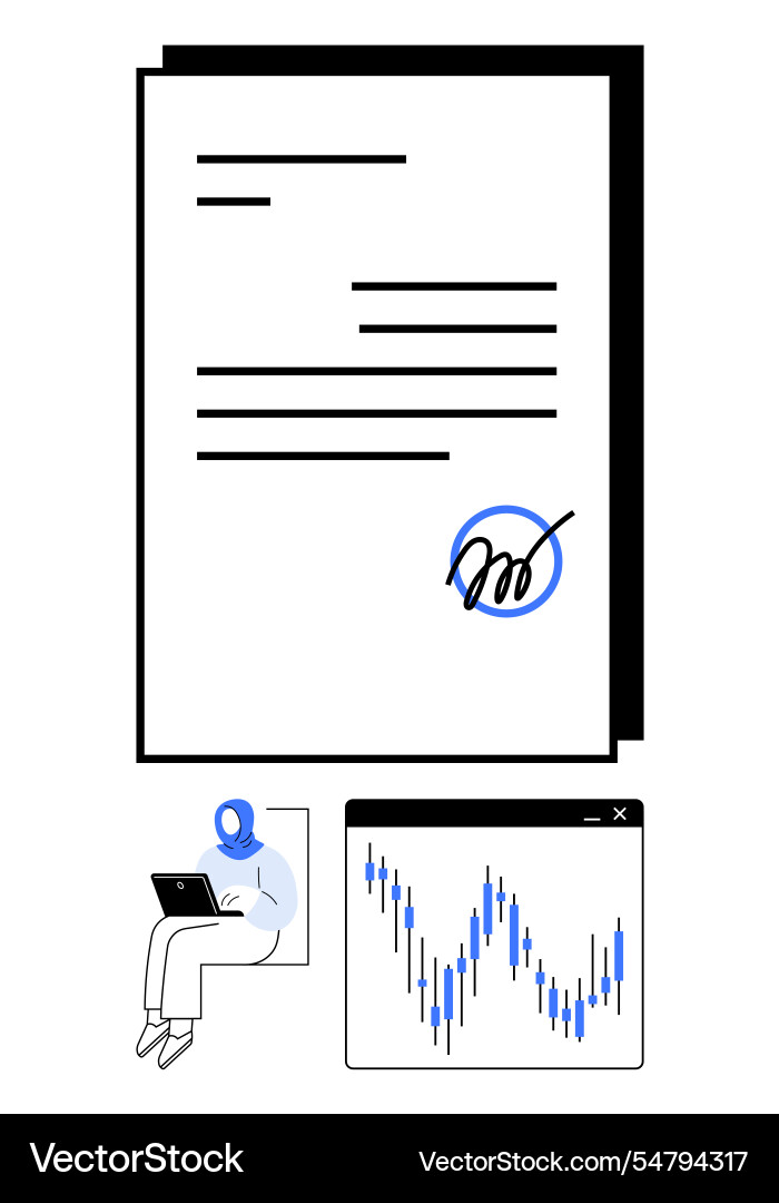 Digital contract signing process and market Vector Image