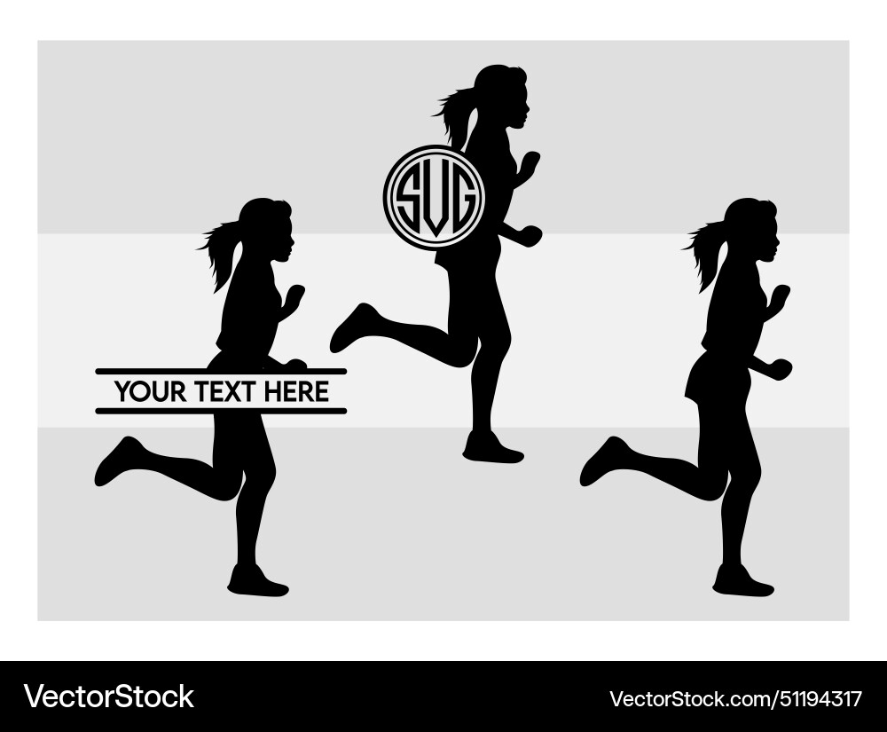 Running svg silhouette run runner monogram Vector Image
