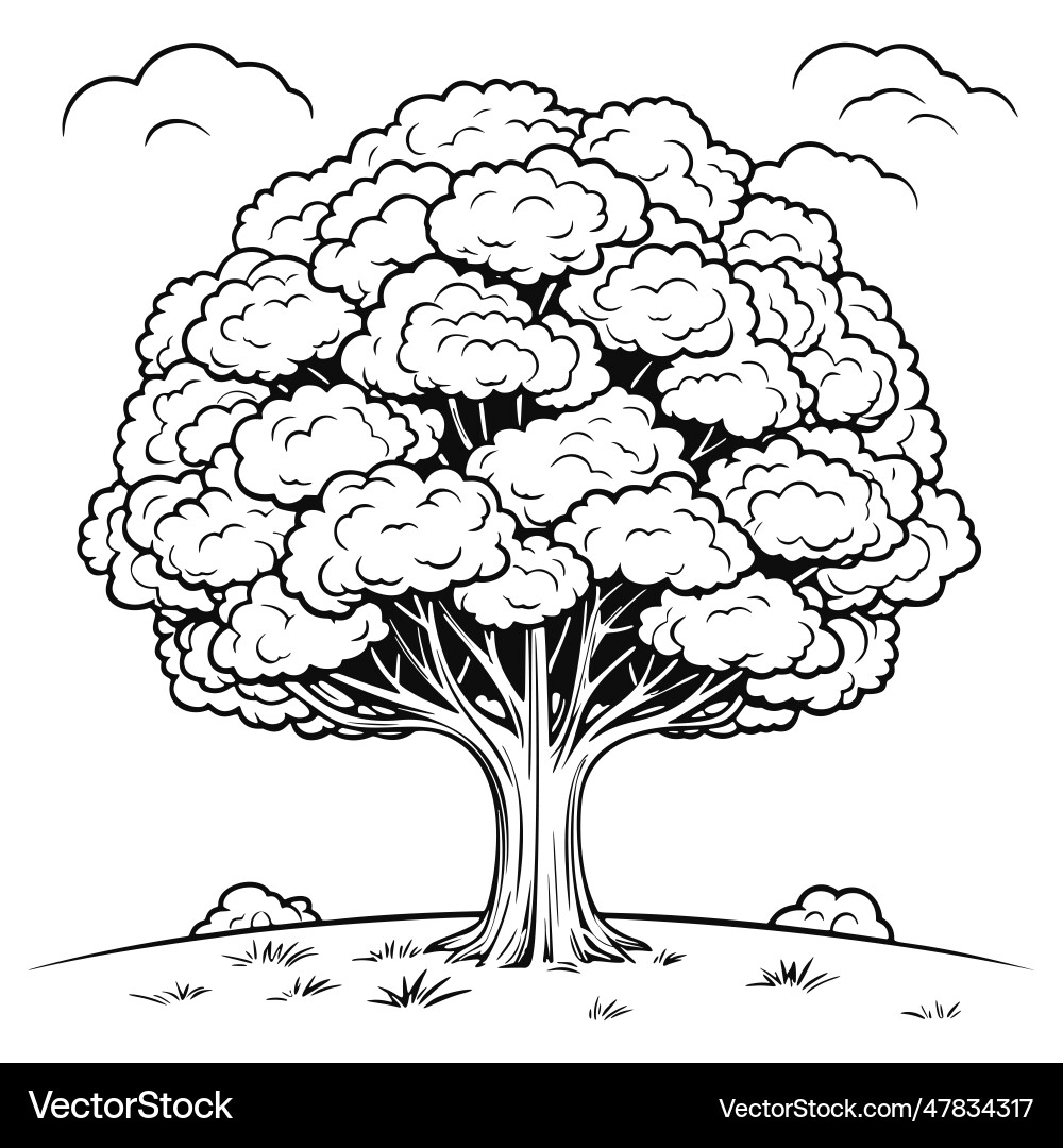 Tree silhouette coloring page Royalty Free Vector Image