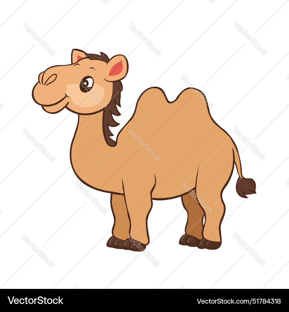 Cute editable cartoon camel Royalty Free Vector Image