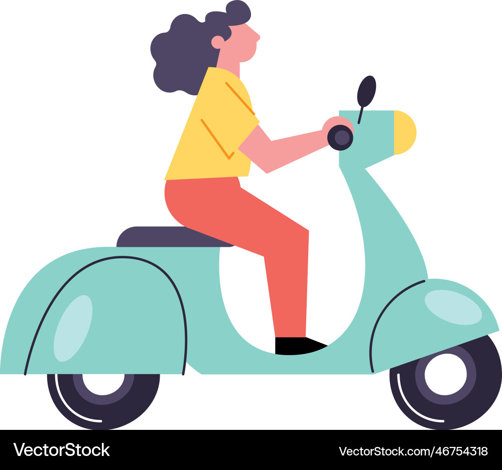 Driving motor scooter adventure Royalty Free Vector Image