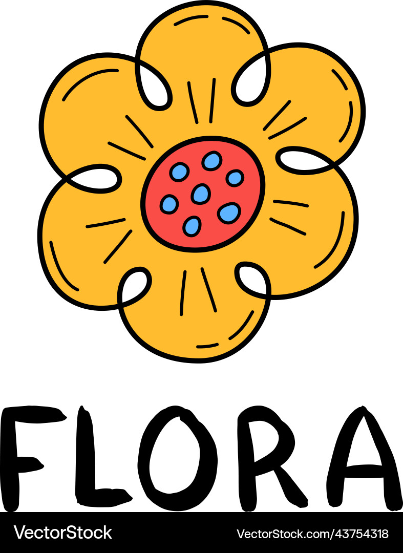 Hand draw flower icon in doodle style for your Vector Image