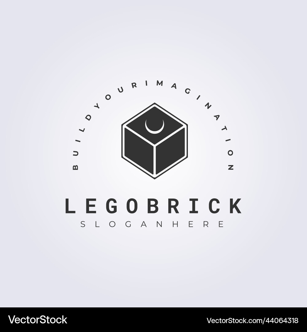 Lego brick vintage style logo design Royalty Free Vector