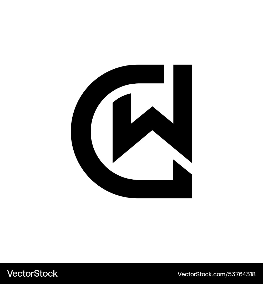 Letter cw or wc initial modern new typography Vector Image
