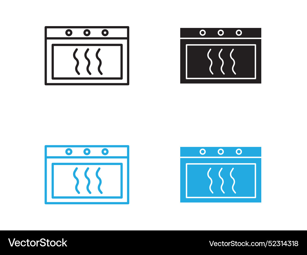 Oven icon black and white outline sign Royalty Free Vector