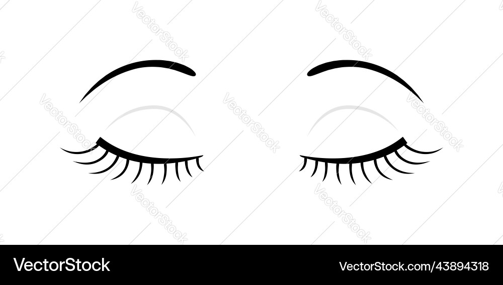 Pretty doll eyes with long eyelashes and eyebrows Vector Image
