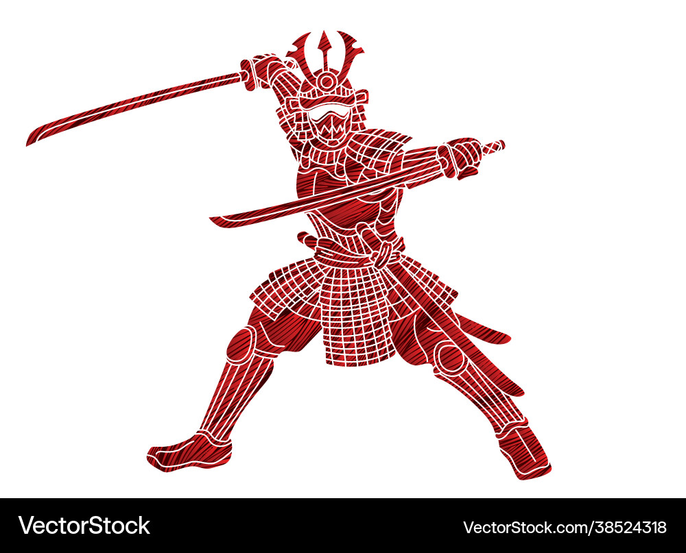 Samurai warrior action japanese fighter cartoon Vector Image