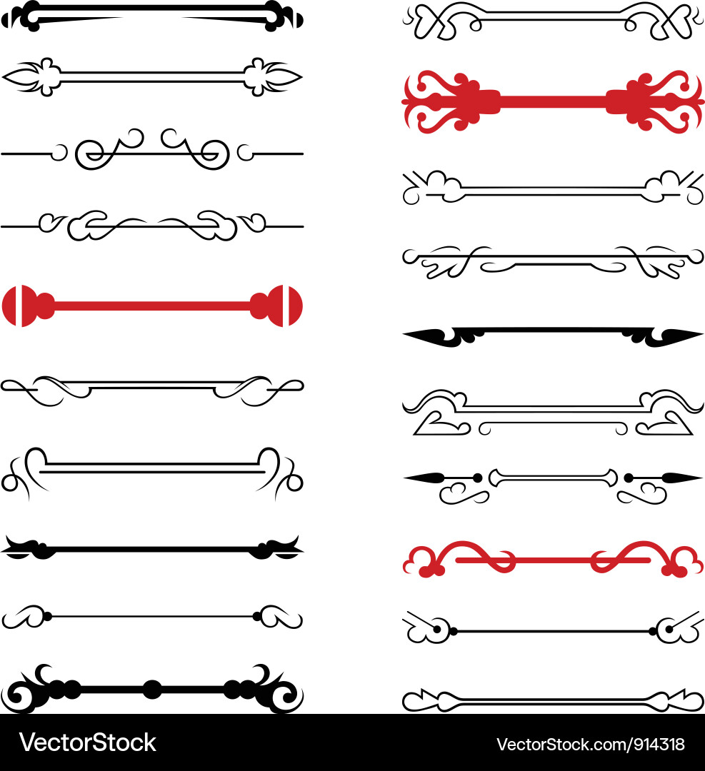 Set calligraphic design elements Royalty Free Vector Image