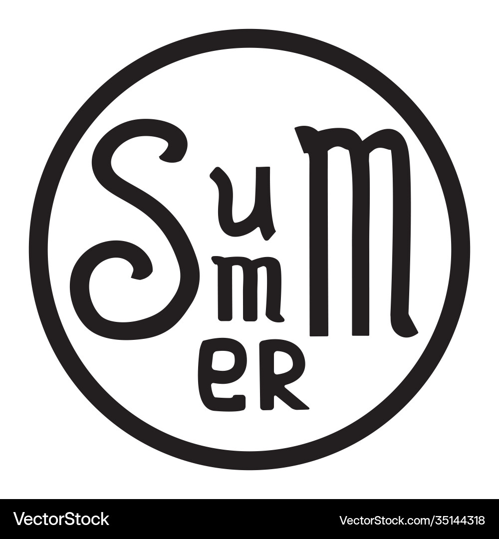 Summer card with hand drawn emblem label poster Vector Image