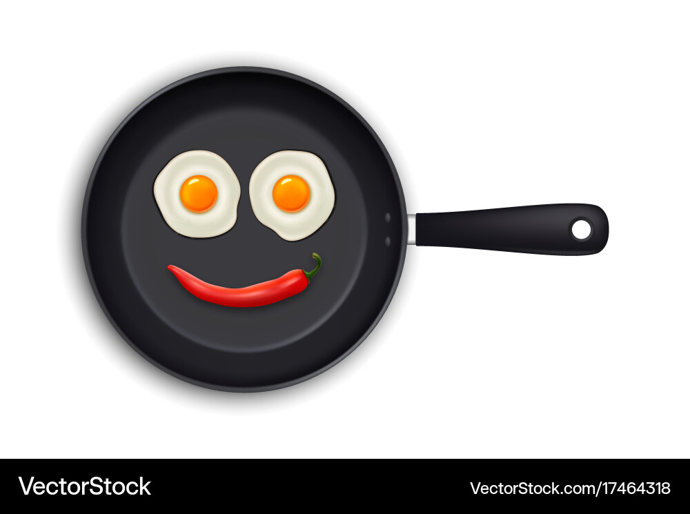 Zwei realistische gebratene Eier und rote heiße Chili-Pfeffer