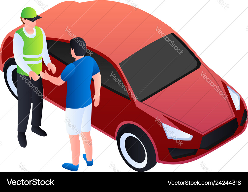 Valet man take a car icon isometric style Vector Image