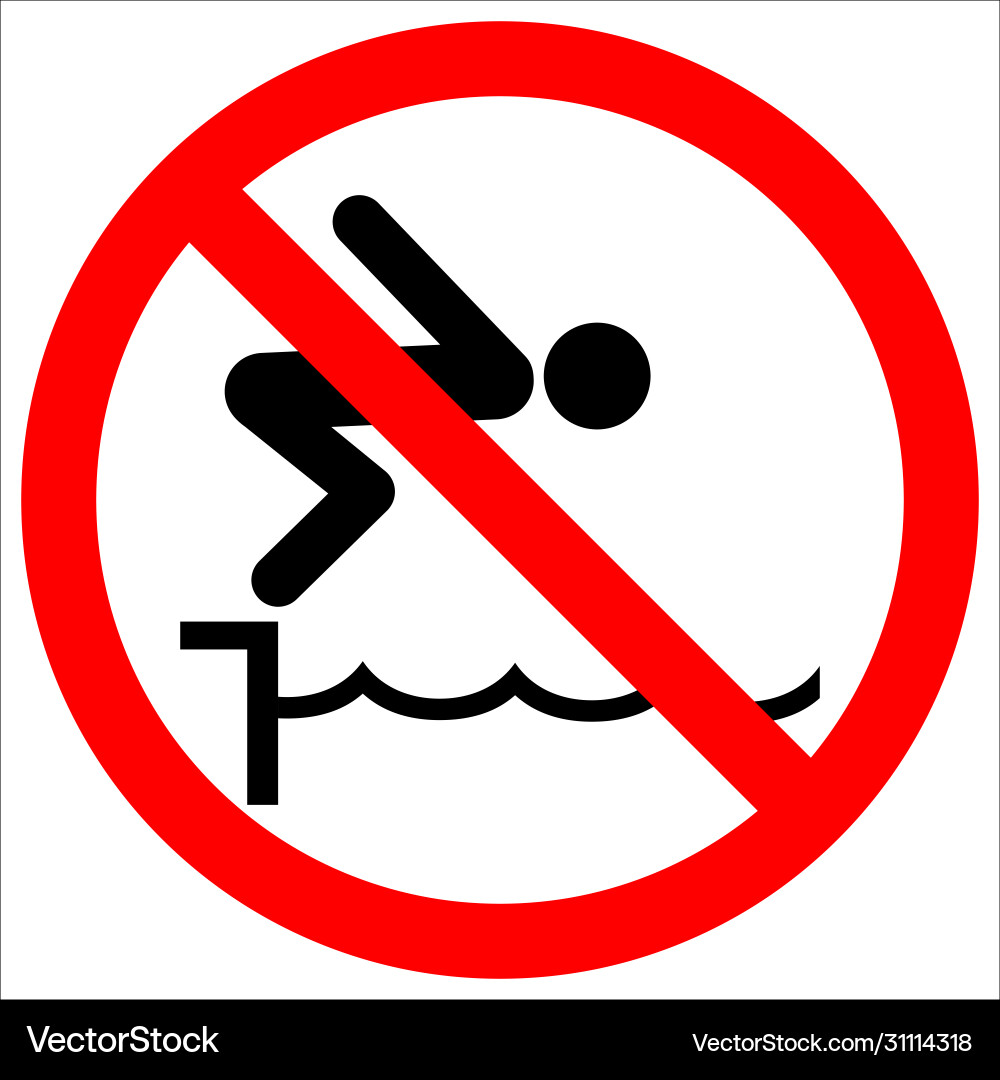Warning notice sign do not jump pool Royalty Free Vector