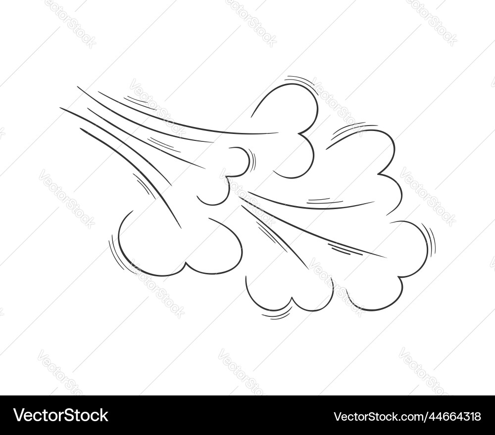 Wind blow hand drawn effect air flow sketch Vector Image