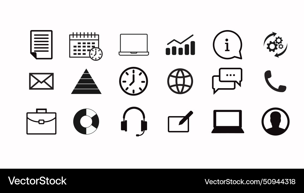 Work and productivity icon set Royalty Free Vector Image
