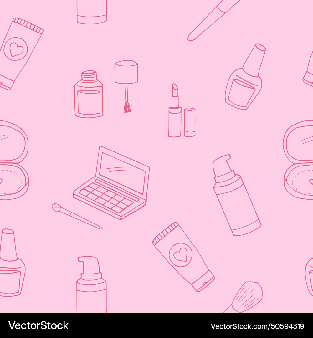Cosmetic pattern hand drawn in doodle style Vector Image