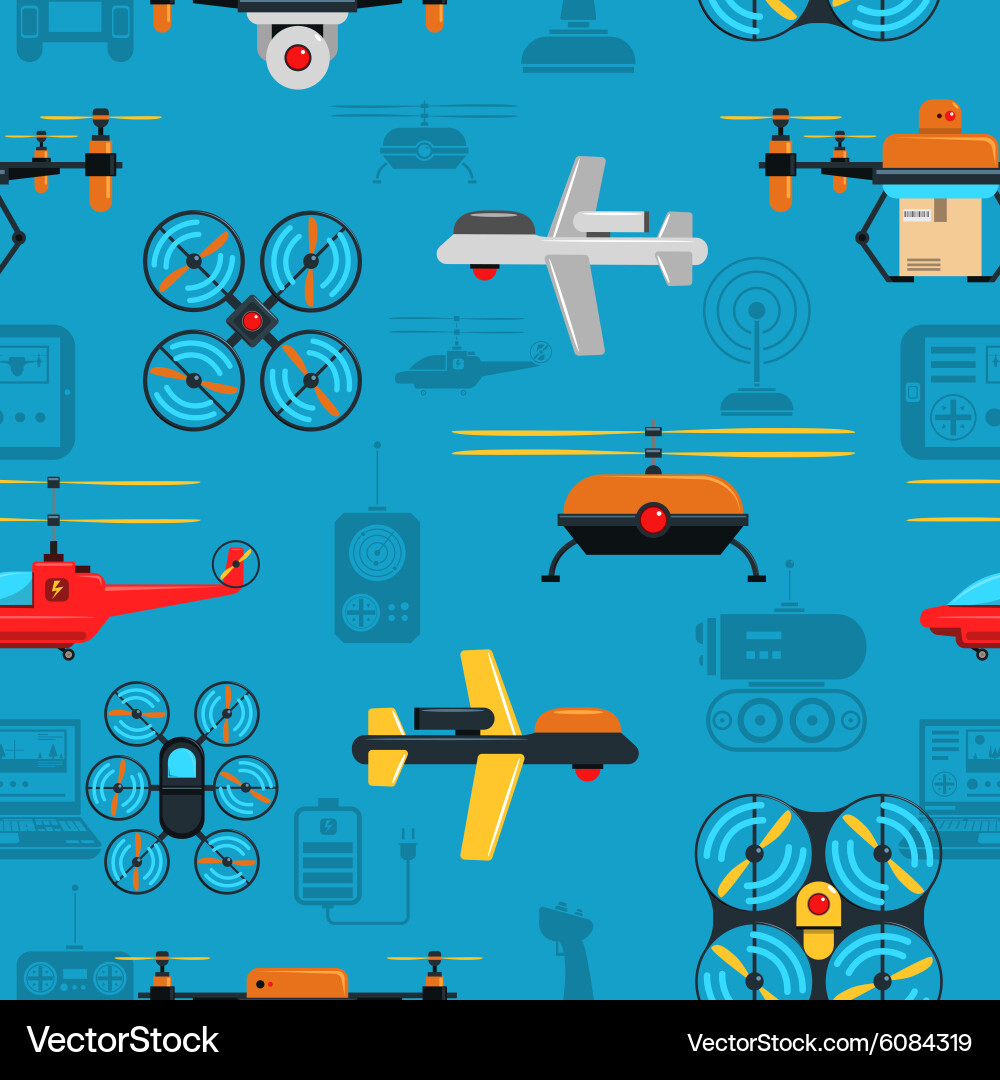 Drones seamless background Royalty Free Vector Image
