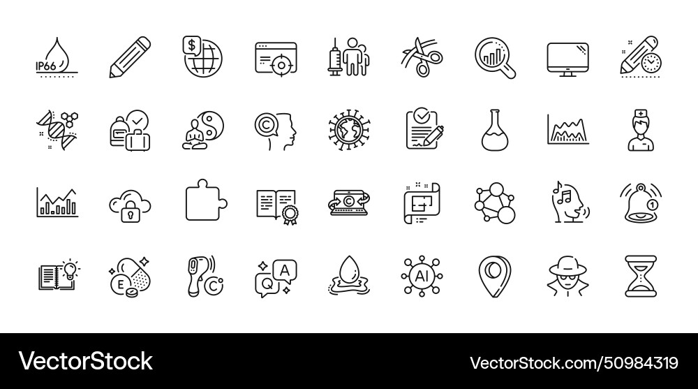 Fraud integrity and writer line icons pack Vector Image
