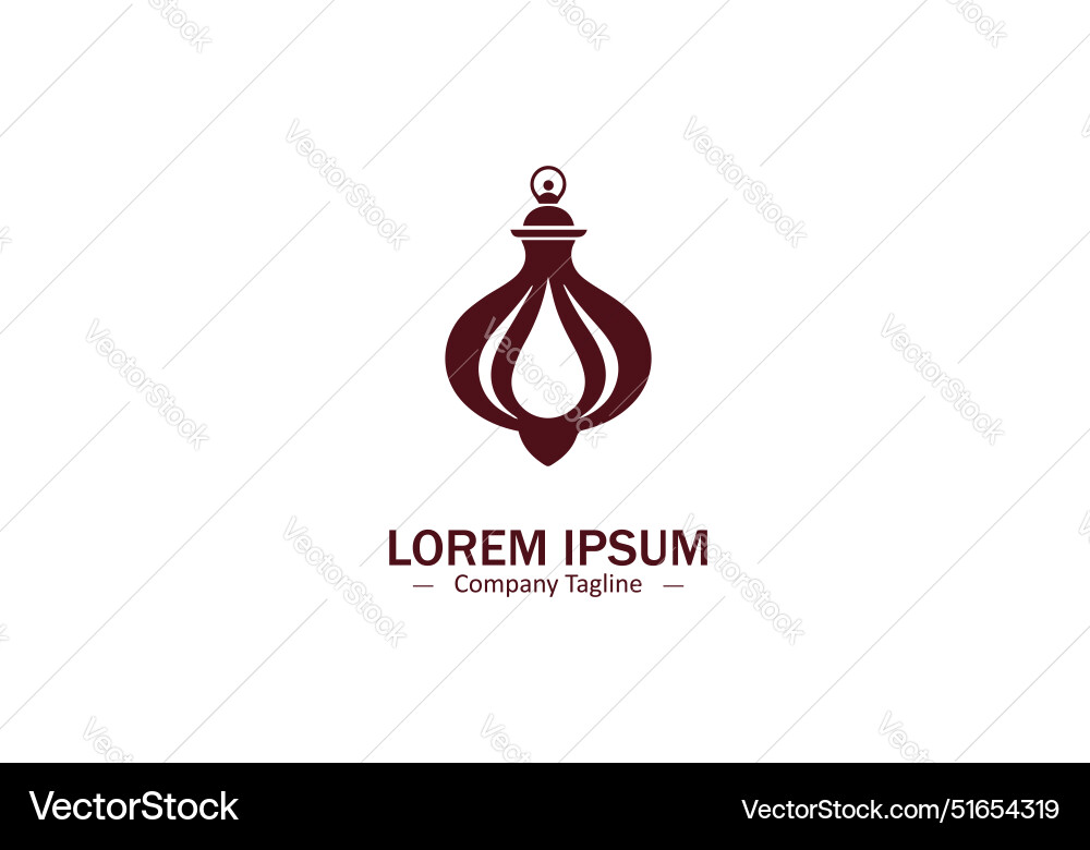 Islamic lantern lamp logo brown icon on white Vector Image