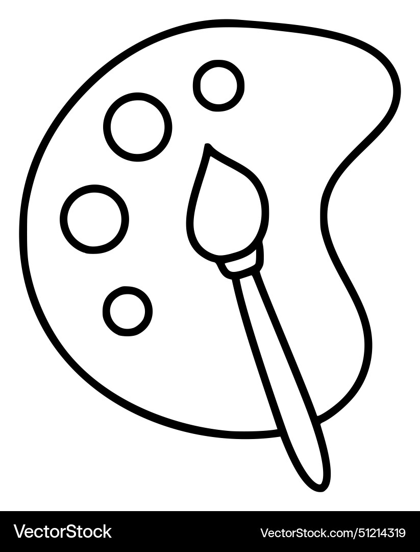 Palette with paint brush hand drawn line doodle Vector Image