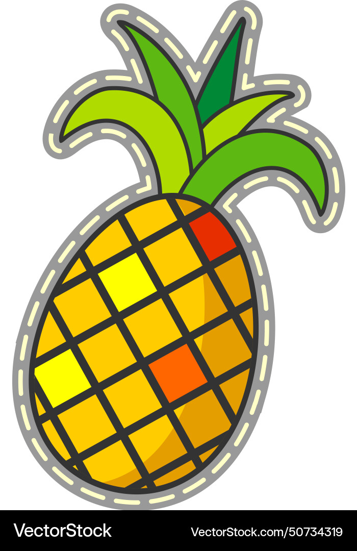 Pineapple sticker color funny exotic fruit patch Vector Image