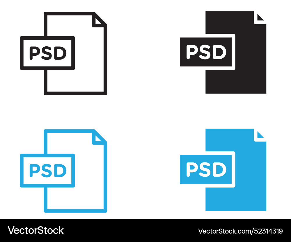 Psd file format icon black and white outline sign Vector Image