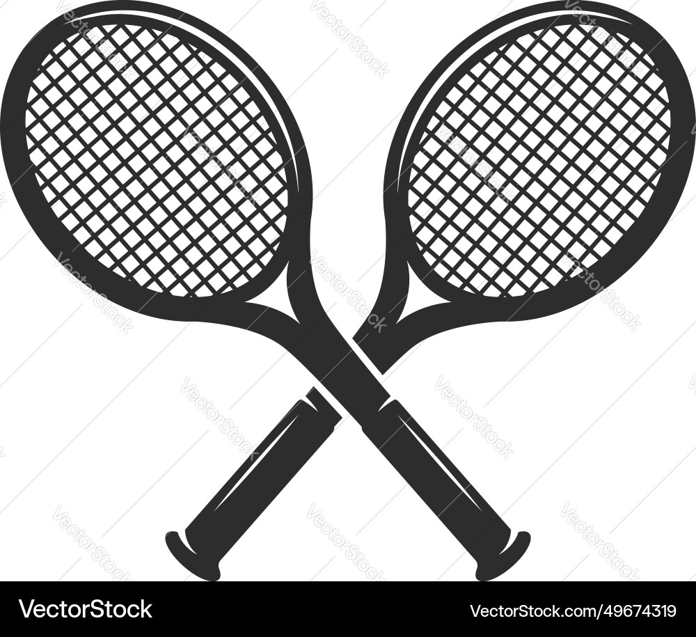 Tennisschläger gekreuzte Schläger für Logo Vektorbild