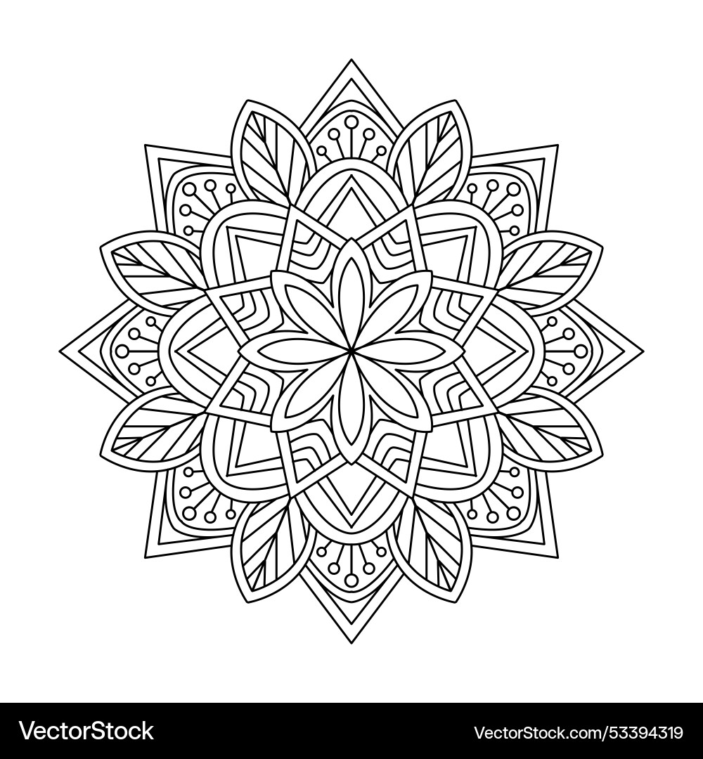 Whirlwind enigmatic mandala coloring book page Vector Image