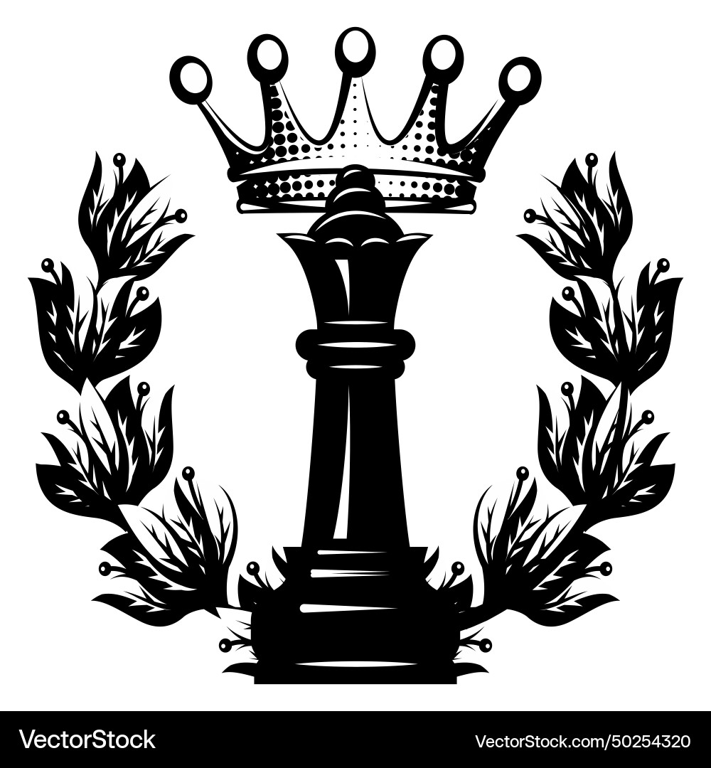 Chess queen with crown and wreath Royalty Free Vector Image