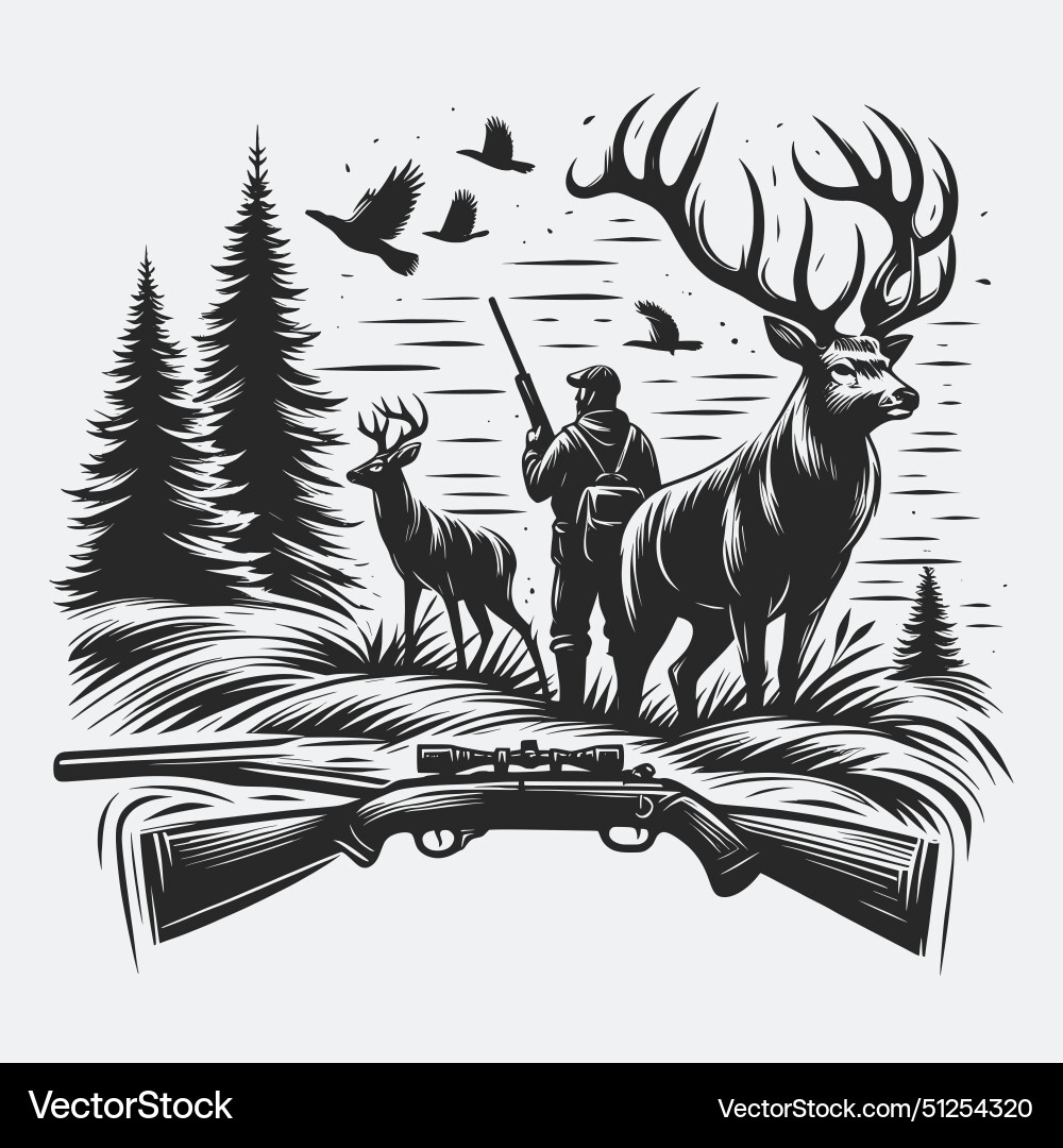 Hunting life svg silhouette file Royalty Free Vector Image