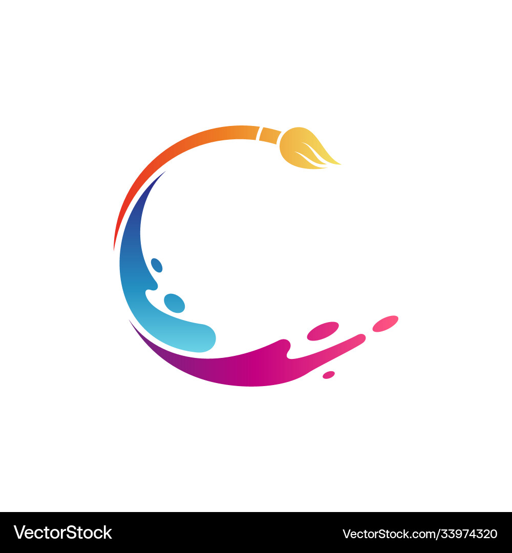 Letter c paintbrush logo Royalty Free Vector Image