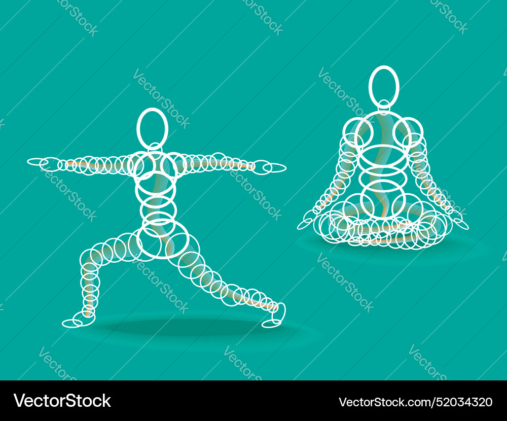 Ring combine yoga posture warrior ii padma Vector Image
