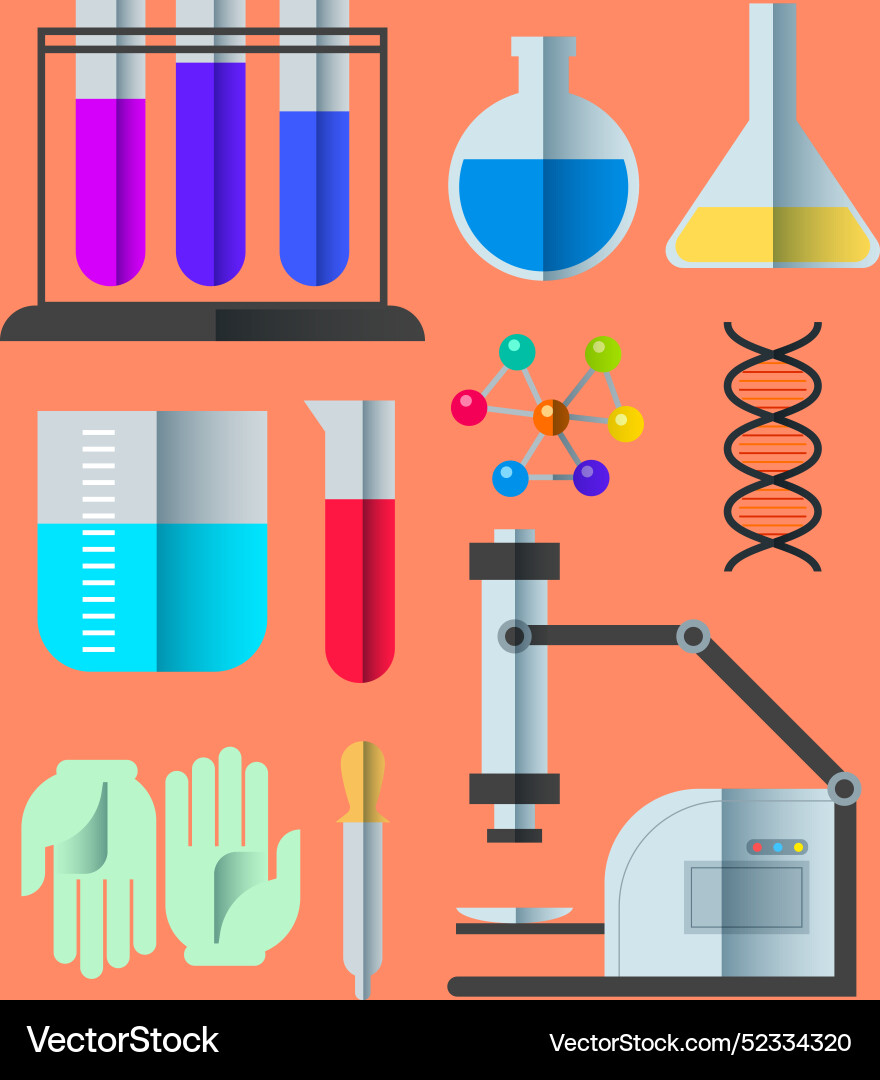 Science lab objects collection Royalty Free Vector Image