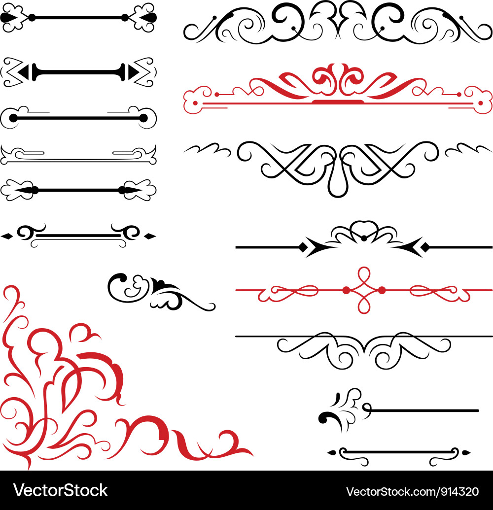 Set calligraphic design elements Royalty Free Vector Image