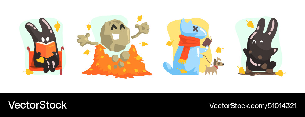 Funny monster character at autumn season Vector Image