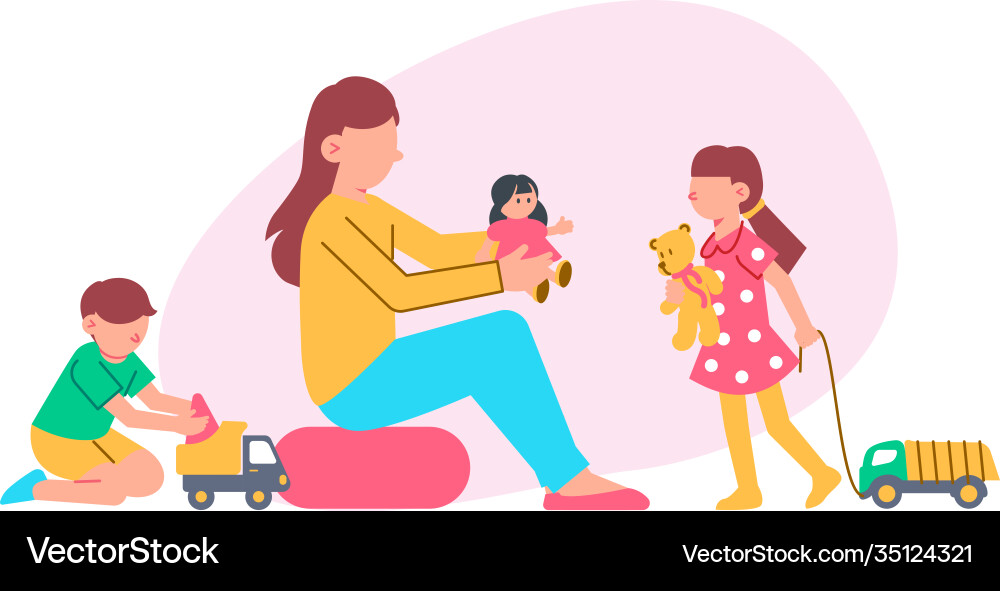 Kindergarten Flat 35124321 Royalty Free Vector Vectorstock
