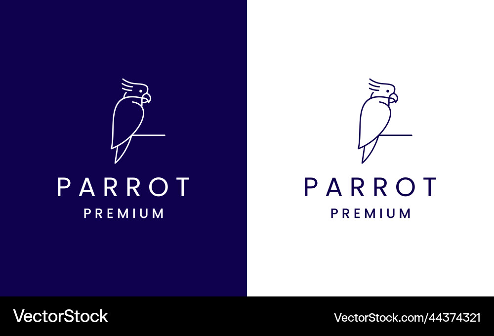 Line art parrot bird logo design Royalty Free Vector Image