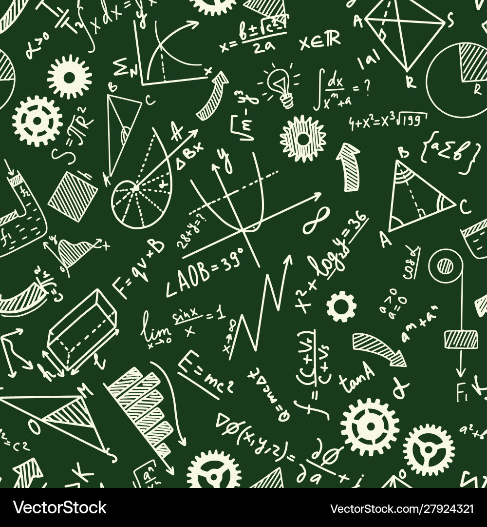 Math chemistry and physical formules on board Vector Image