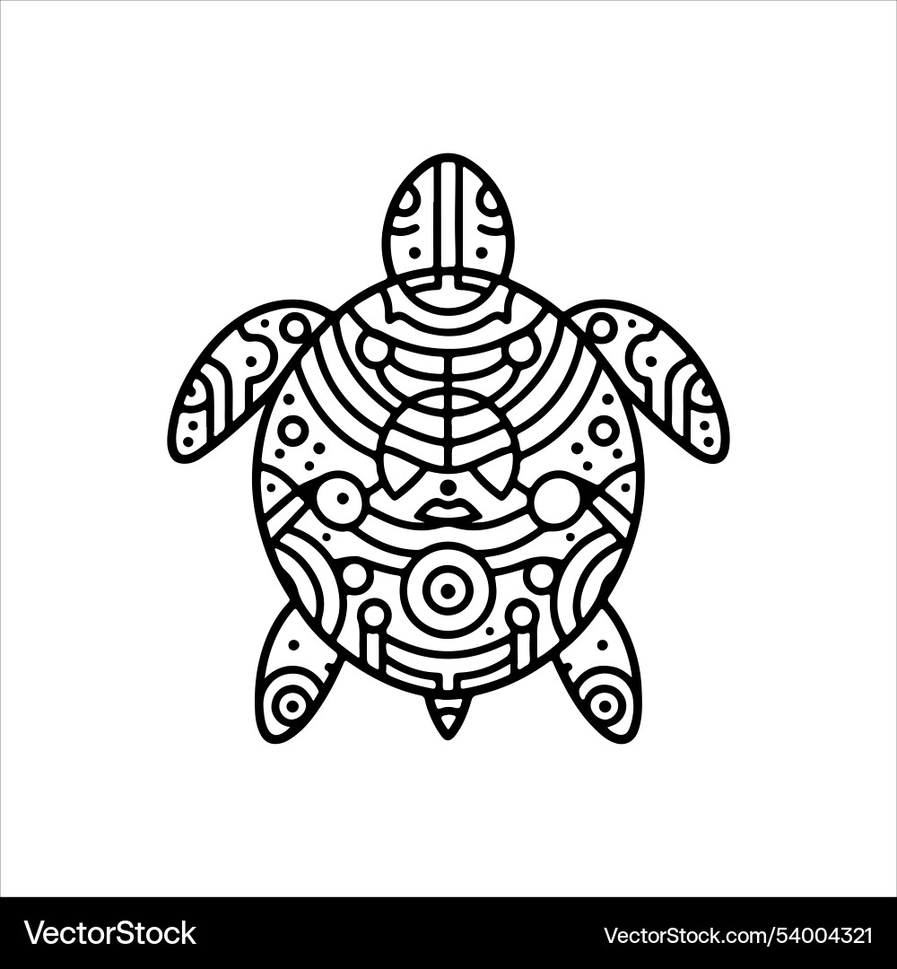 Minimalist abstract turtle coloring page with art Vector Image